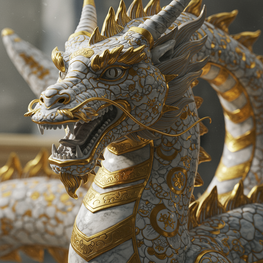 Marble Dragon Statue Art