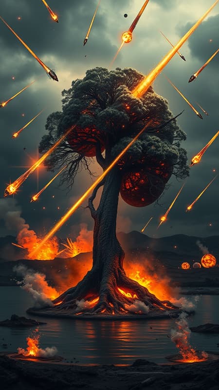 sparkling water dark landscape bright sci fi... | BasedLabs